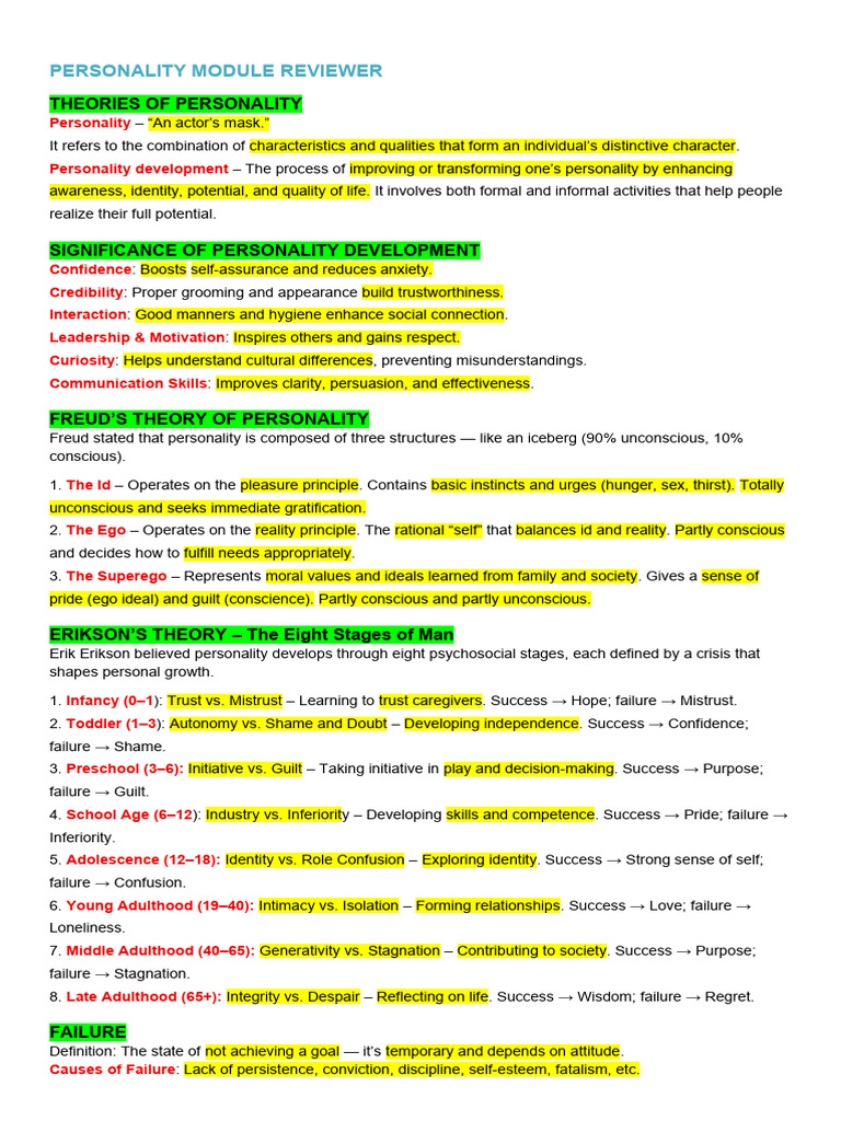 Personality Module Reviewer | PDF | Emotions | Attitude (Psychology)