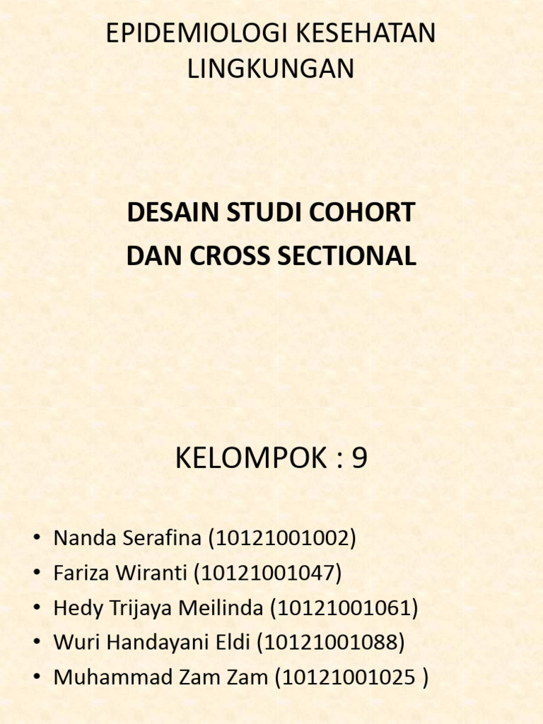 Desain Studi Cohort Dan Cross Sectional Pdf