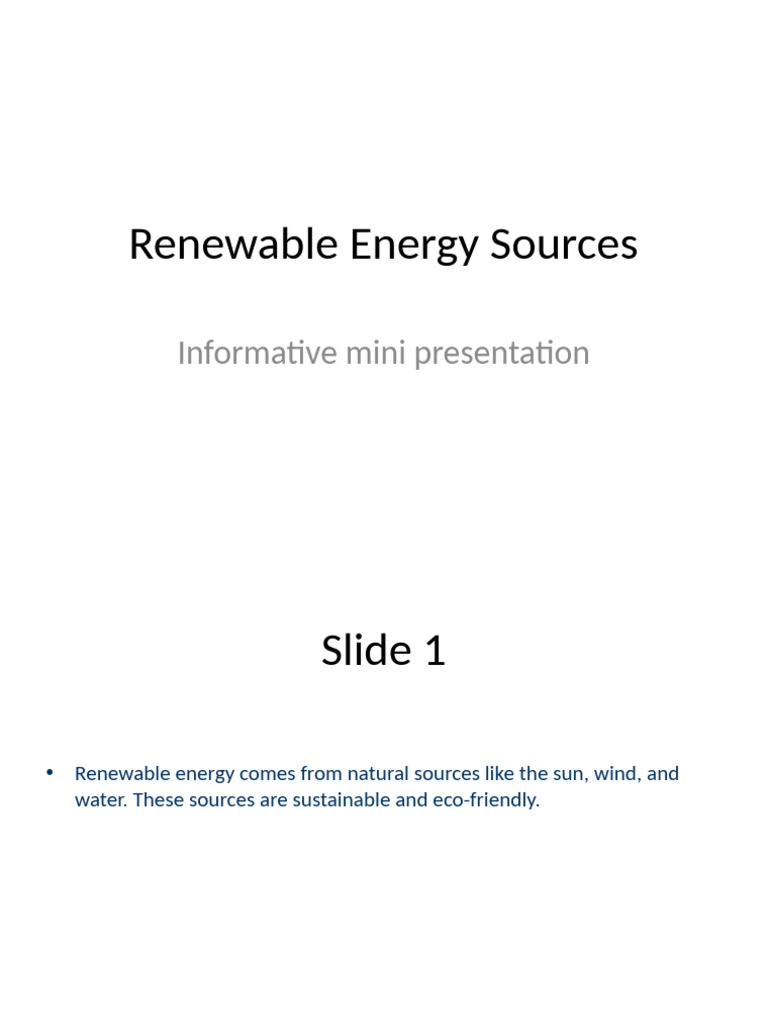Renewable Energy Sources Presentation | PDF