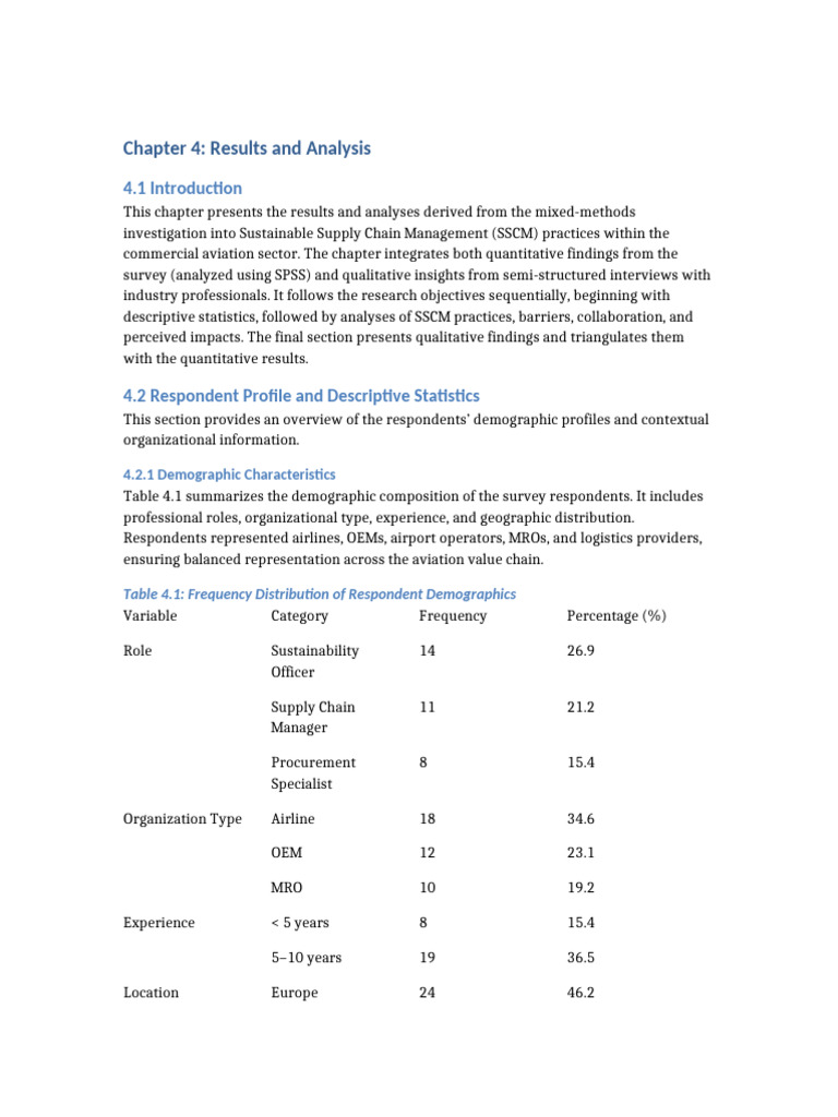Chapter 4 Results and Analysis | PDF | Demography | Statistics