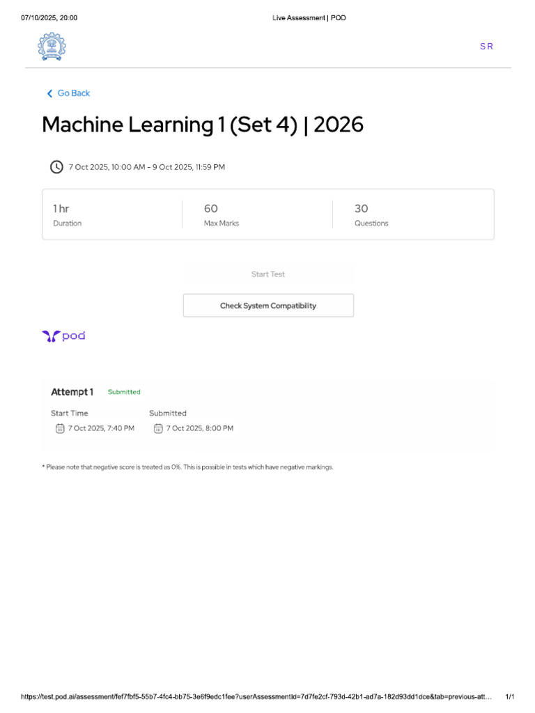 21D170041-Machine Learning Test 1-SET 4 | PDF