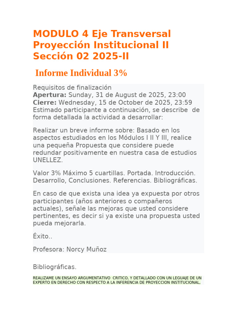 MODULO 4 Eje Transversal Proyección Institucional II Sección 02 2025 ...
