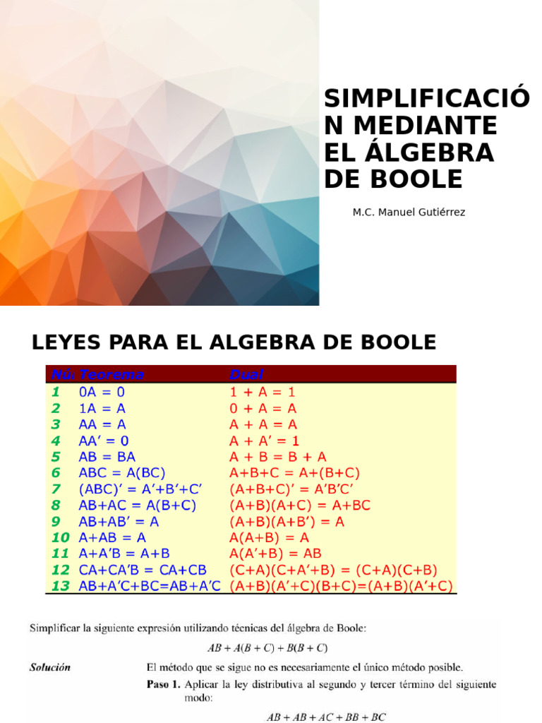 Álgebra de Boole: Teoremas y Ejercicios | PDF