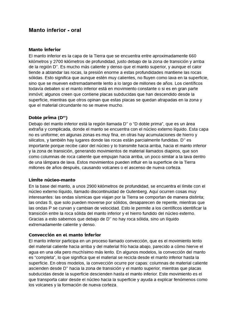 Definición y características del manto inferior | PDF | Tierra | Roca ...