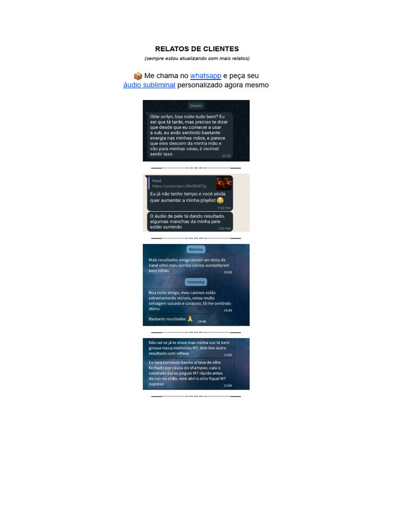 Relatos de Clientes | PDF