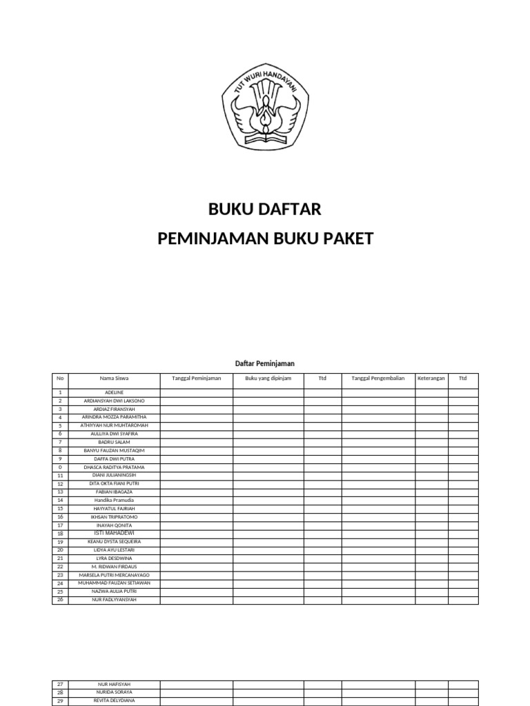 Daftar Peminjaman Buku Siswa | PDF