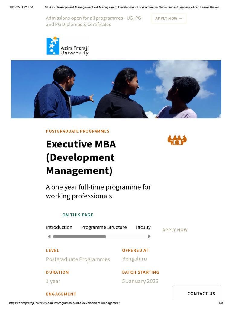 MBA in Development Management - A Management Development Programme For ...