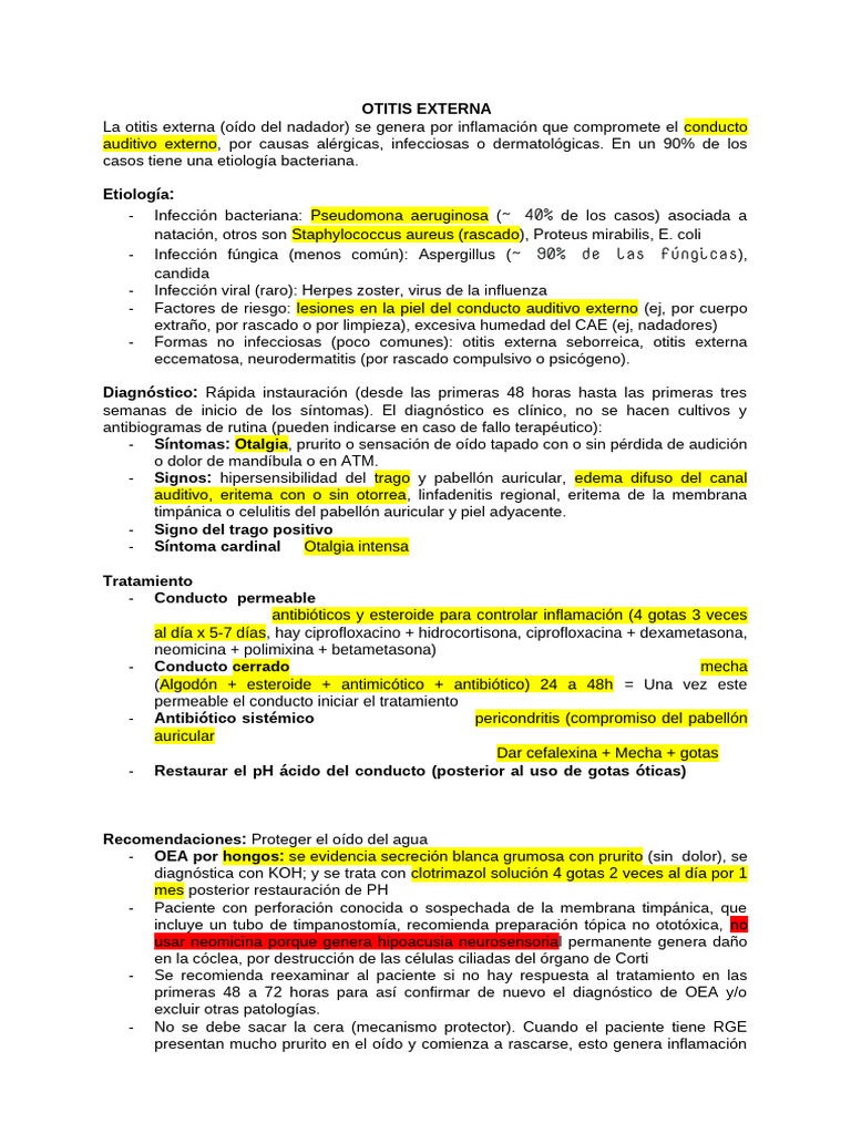 Causas y Tratamiento de Otitis Externa | PDF | Oído | Medicina CLINICA