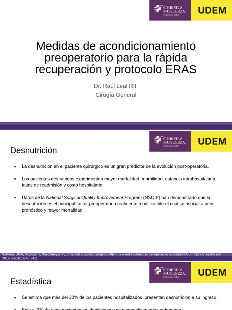 Protocolo ERAS y Acondicionamiento Preoperatorio | PDF | Anestesia ...