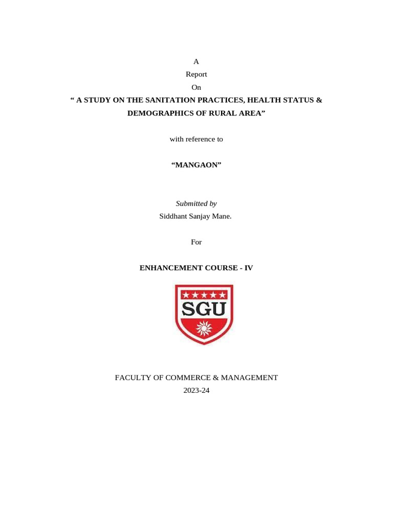 Sanitation and Health in Rural Mangaon | PDF | Sanitation | Sampling ...