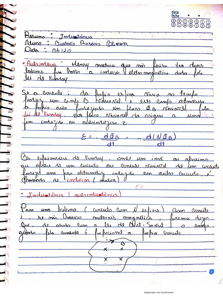 Indutância - Resumo e Questão - Gustavo Rosário Oliveira | PDF