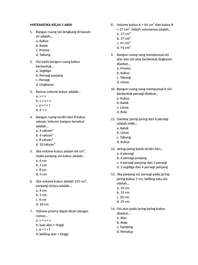 Matematika Kelas 5 Ardi | PDF