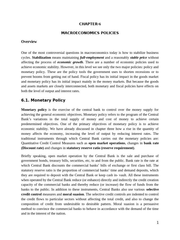 Macroeconomic Policies: Fiscal & Monetary | PDF | Fiscal Policy ...