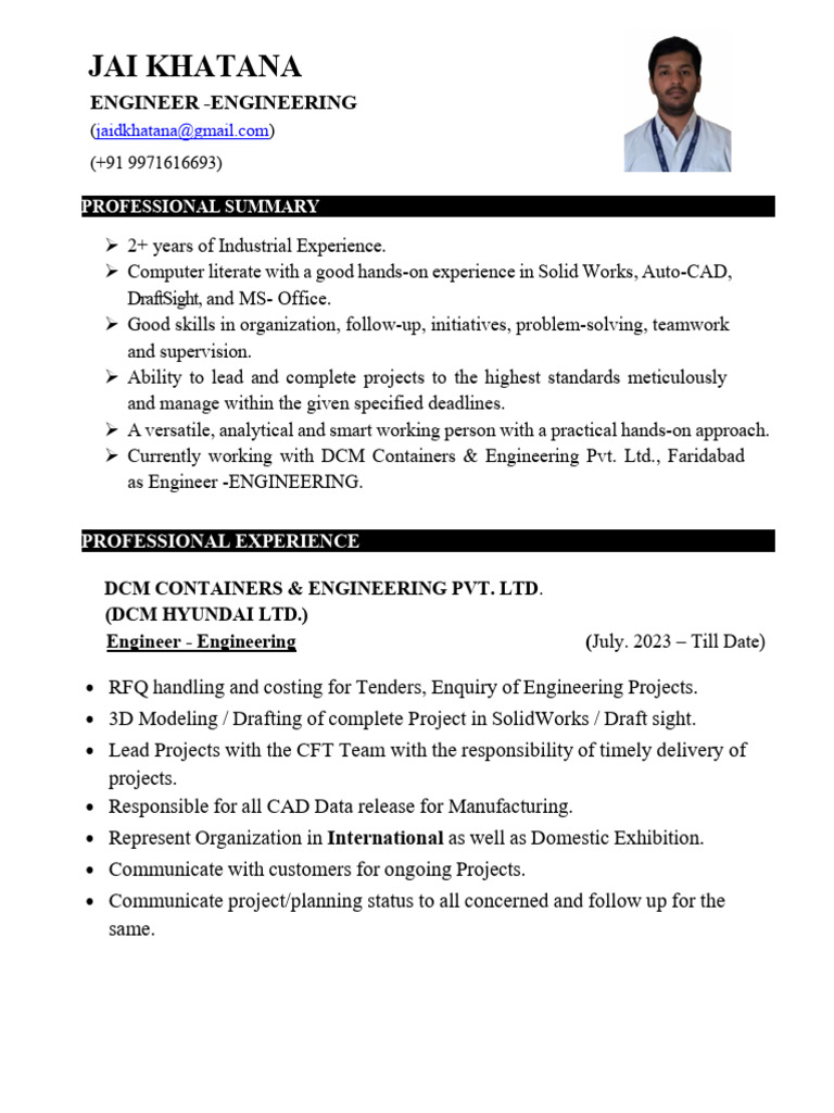 Engineer Profile: JAI KHATANA | PDF | Computer Aided Design | Computing