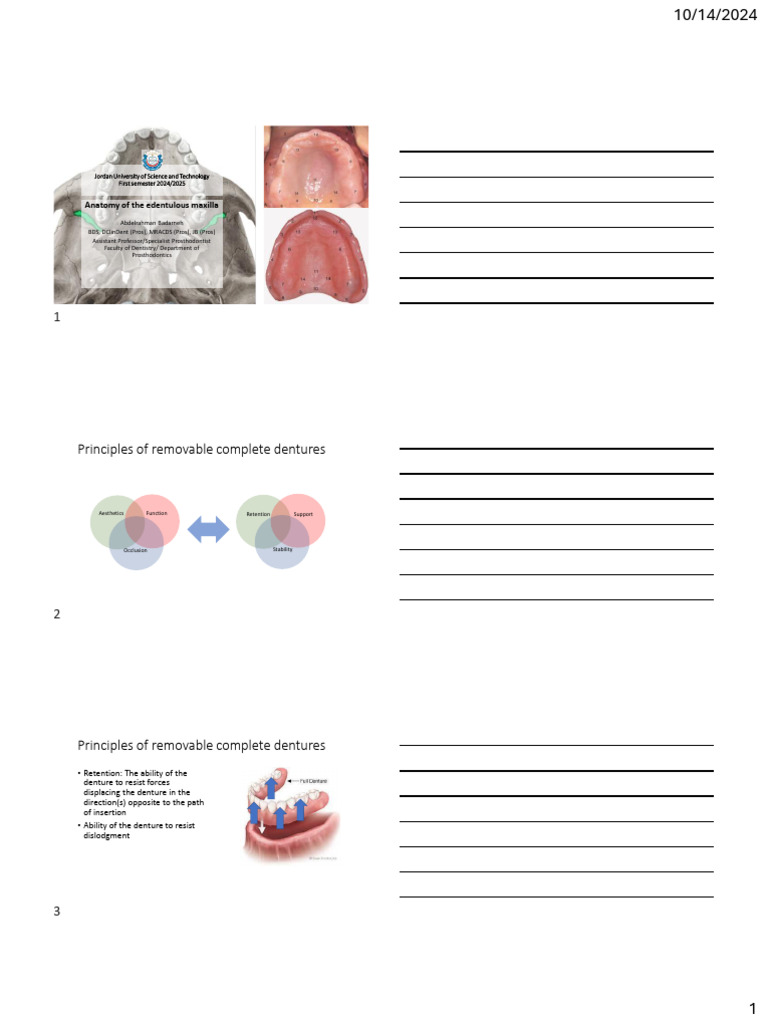 Lecture 2 Anatomy of the Edentulous Maxilla | PDF | Dentures | Mouth
