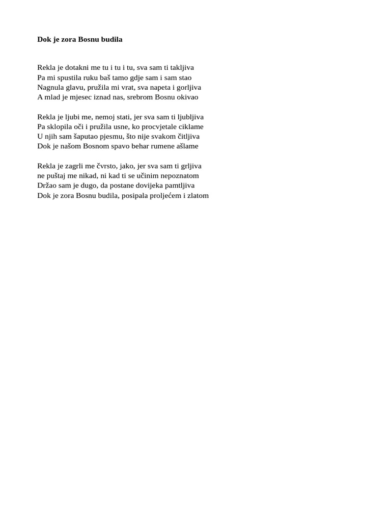 Dok Je Zora Bosnu Budila | PDF