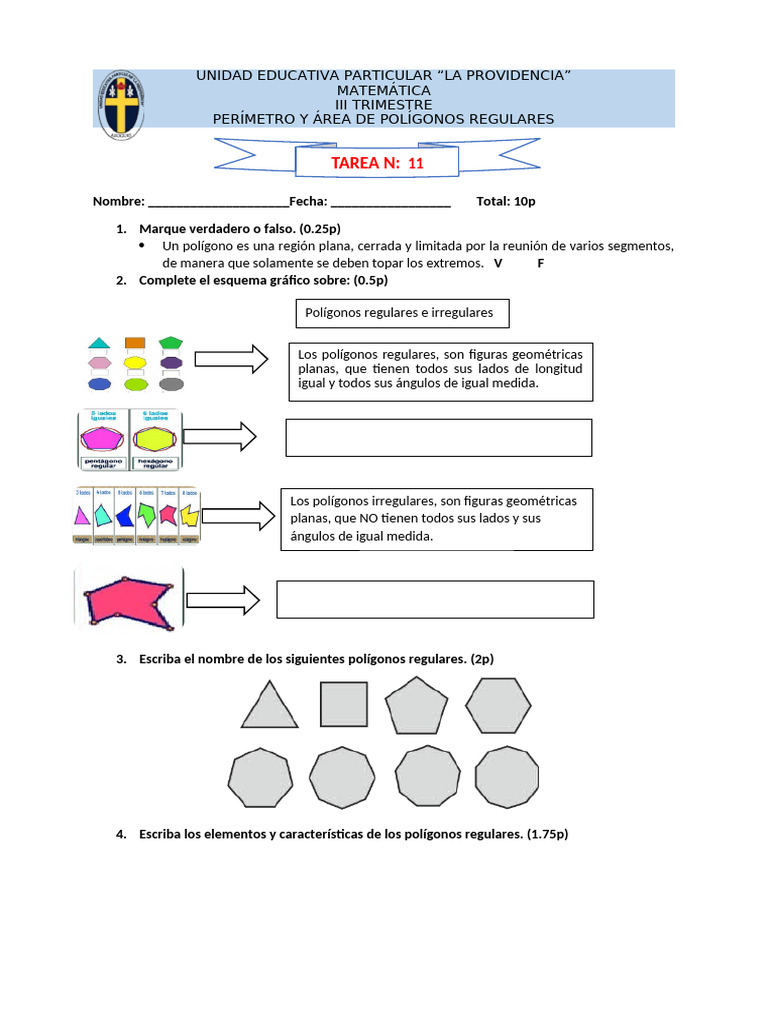 Perímetro y Área de Polígonos Regulares | PDF | Geometría Convexa ...