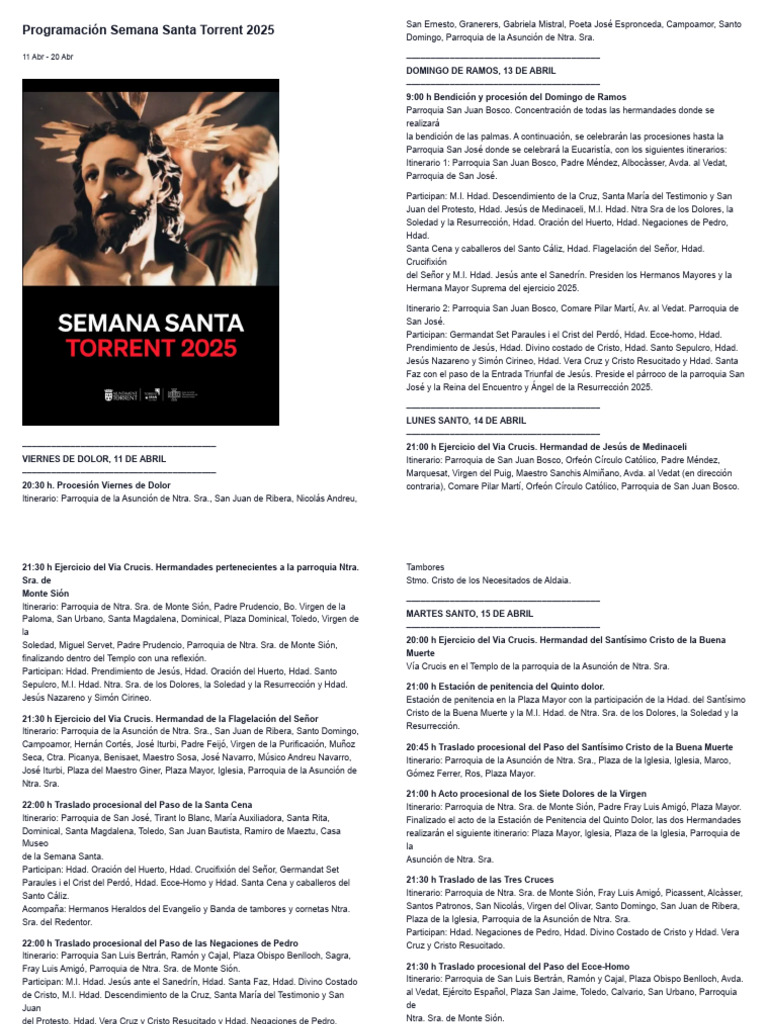Programación Semana Santa Torrent 2025 | PDF | Jesús | Fiestas ...