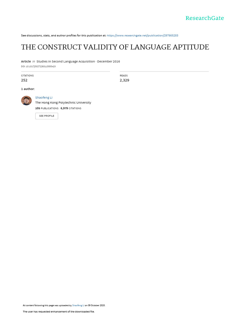 Language Aptitude Construct Validity Analysis | PDF | Validity ...
