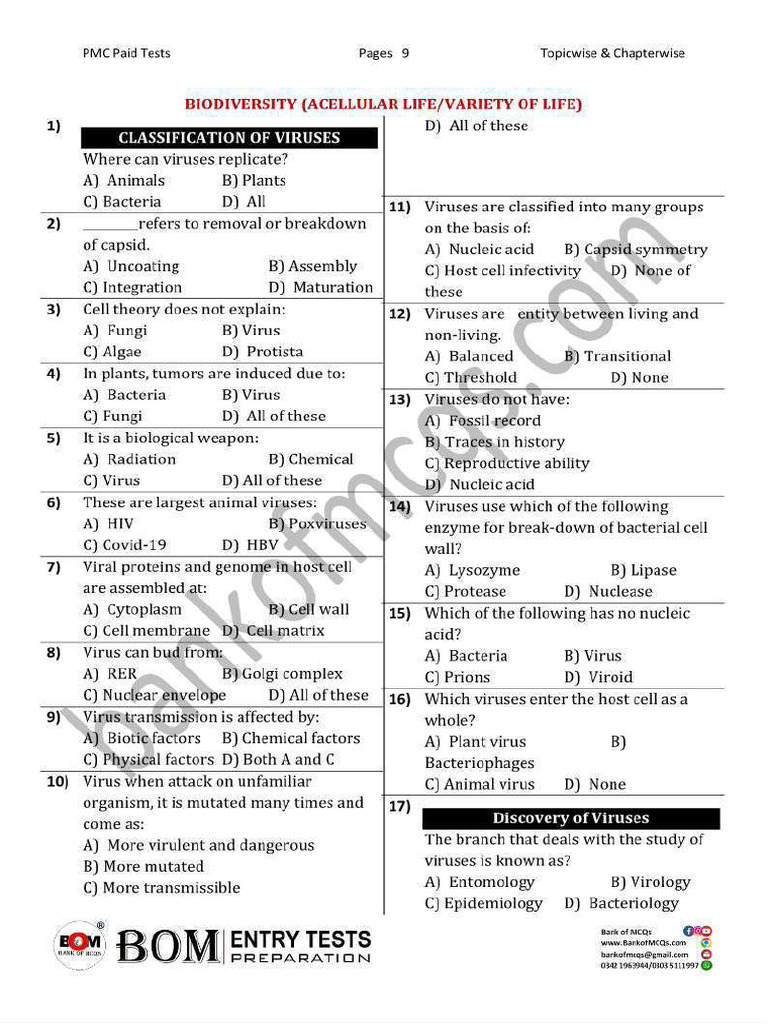 PMC Topicwise Tests BOM Series (1) - 10-154 - Compressed | PDF
