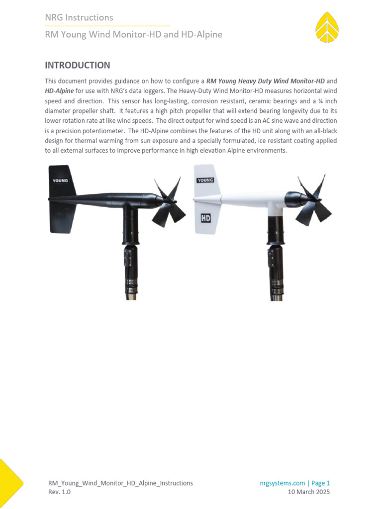 RM Young Wind Monitor Setup Guide | PDF | Wound | Wind Speed