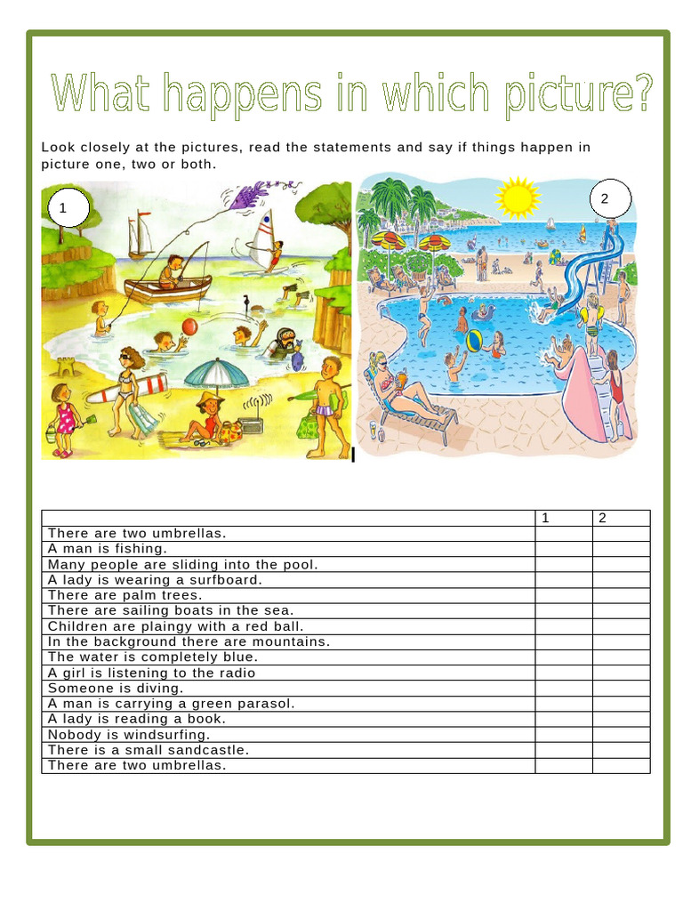 Picture Descriptions for Class 1 | PDF