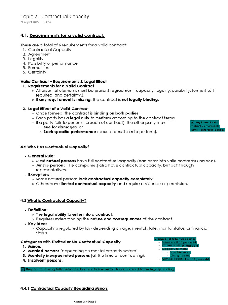 Valid Contract Requirements Explained | PDF | Marriage | Minor (Law)