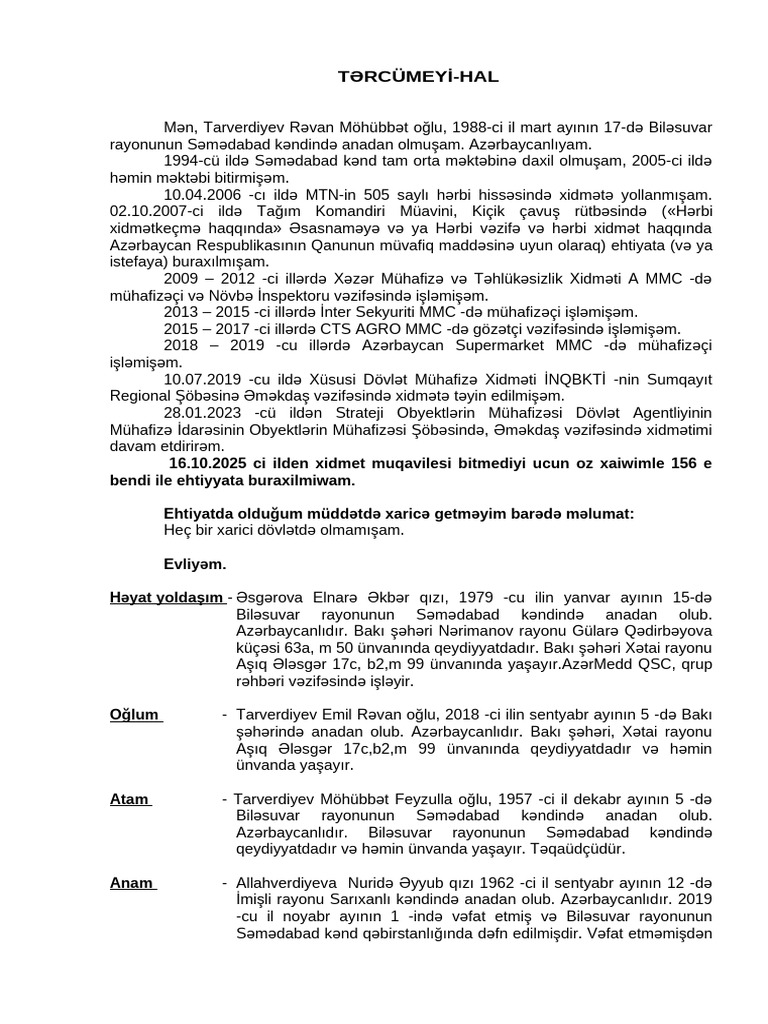 Tərcümeyi Hal Evli | PDF