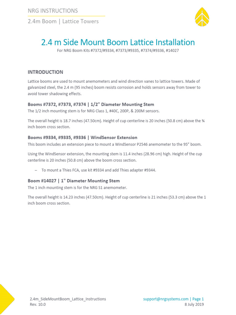 2.4m Lattice Tower Boom Installation Guide | PDF | Screw
