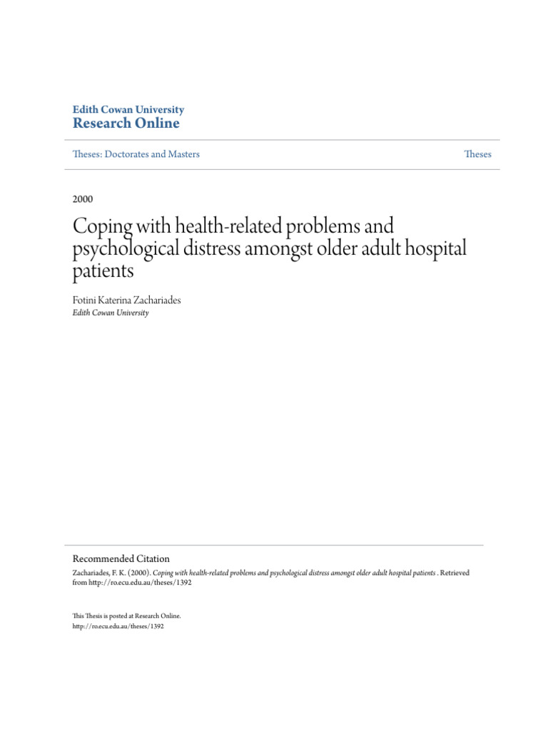 Coping With Health-Related Problems and Psychological Distress Am | PDF ...