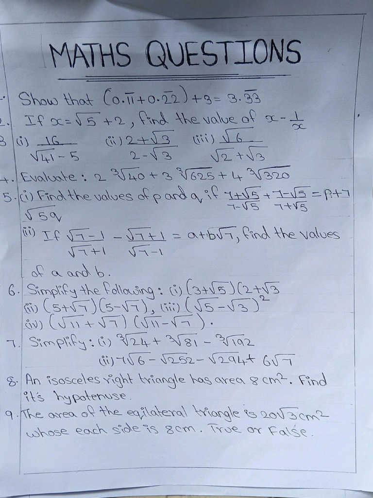 Class 9 Revision Questions | PDF