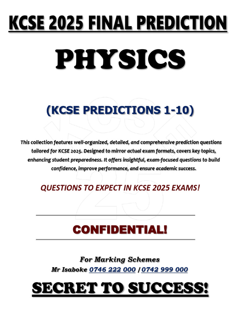 KCSE 2025 Physics Exam Predictions | PDF | Pressure | Transformer