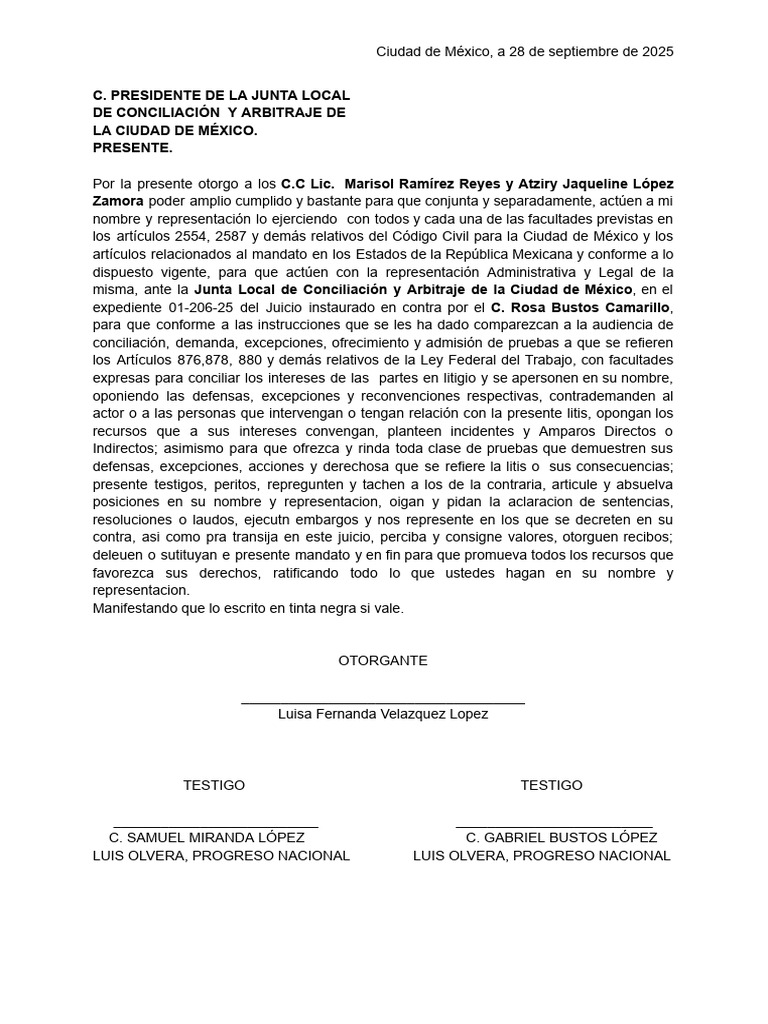 Carta Poder Laboral | PDF | México | Justicia