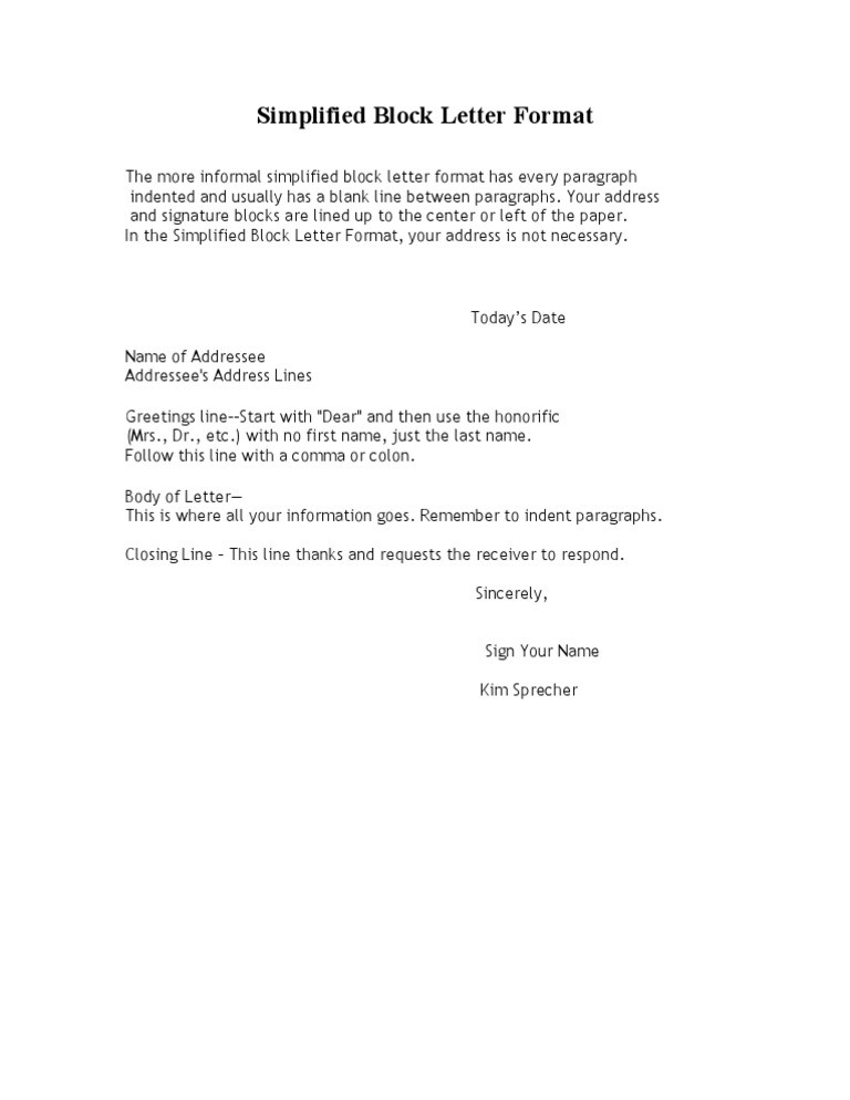 Simplified Block Letter Format | PDF | Linguistics | Writing