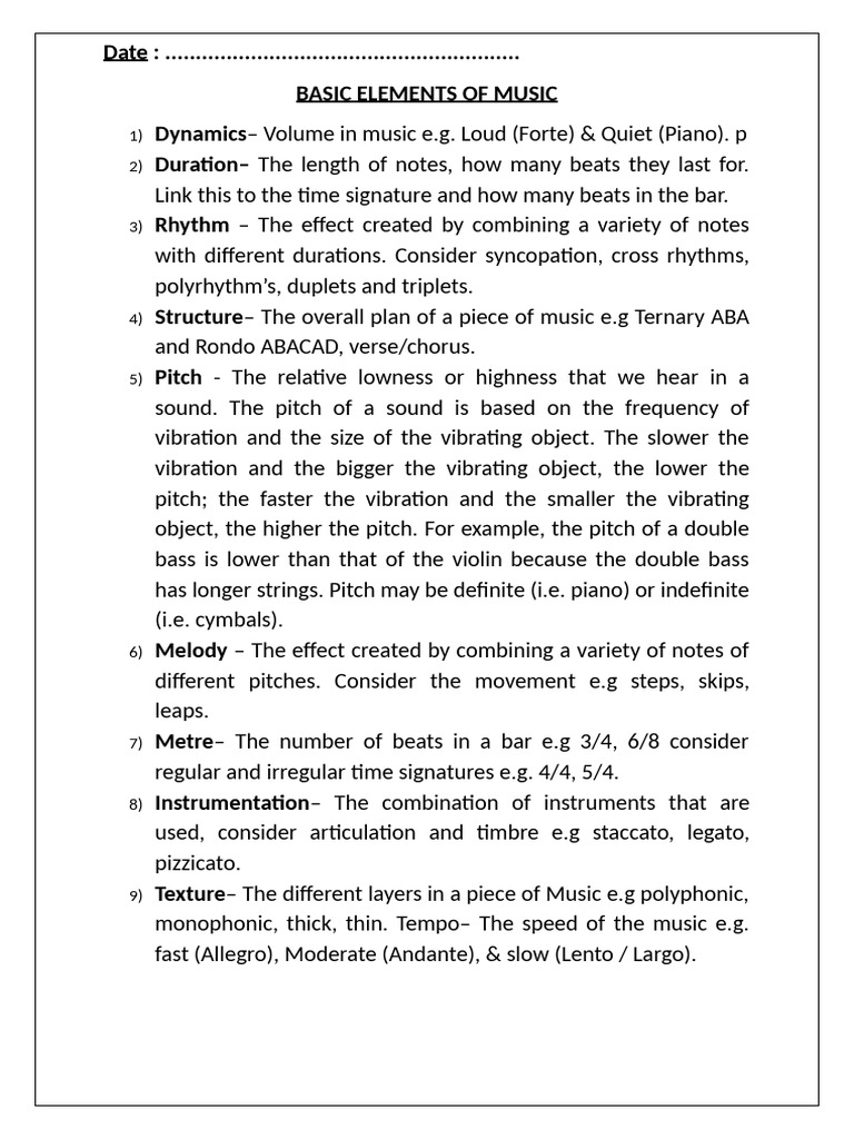 Essential Music Elements Explained | PDF