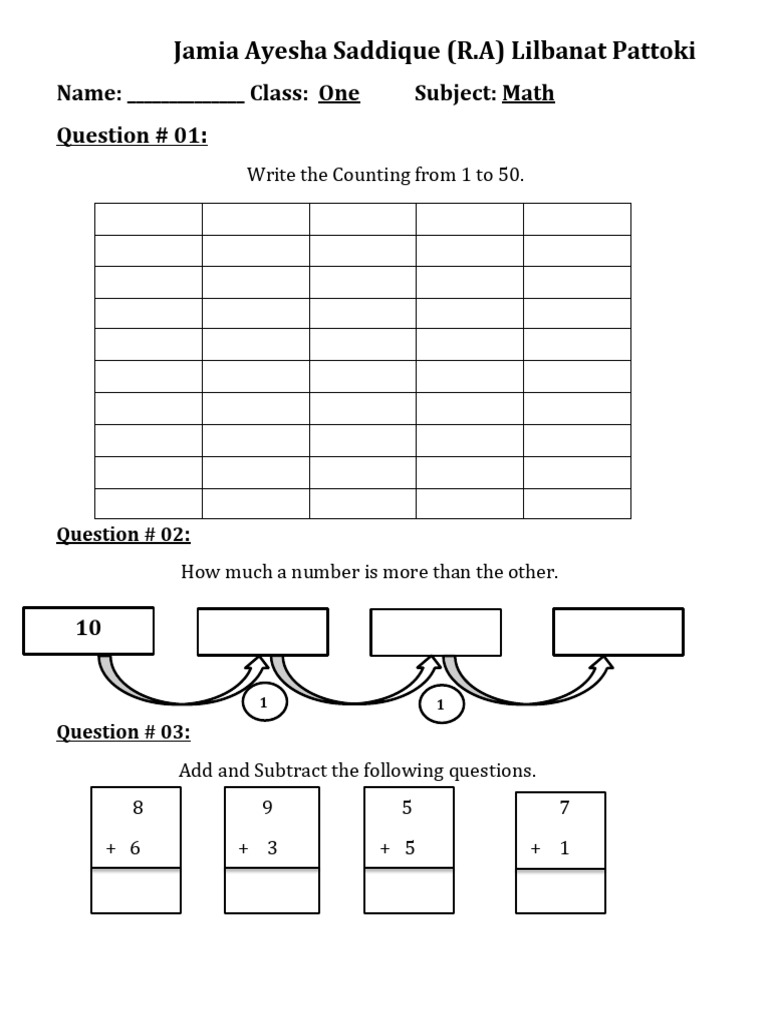 Math Class One | PDF