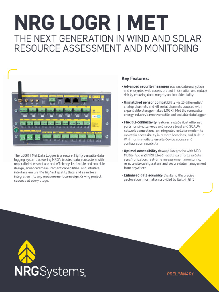 NRG LOGR Met Data Logger Overview | PDF | Analog To Digital Converter ...