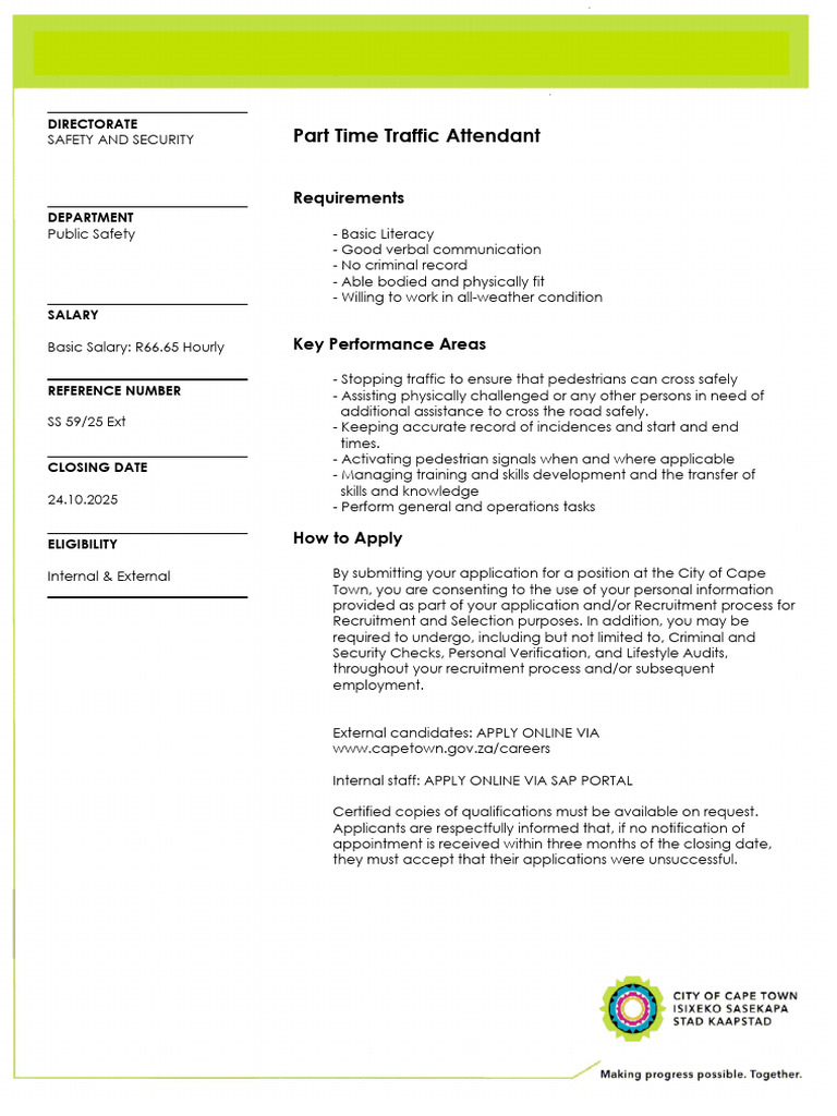 Part-Time Traffic Attendant Role | PDF | Recruitment | Traffic