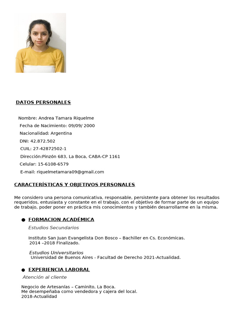 Copia de Copia de Copia de CV Tamara Riquelme | PDF