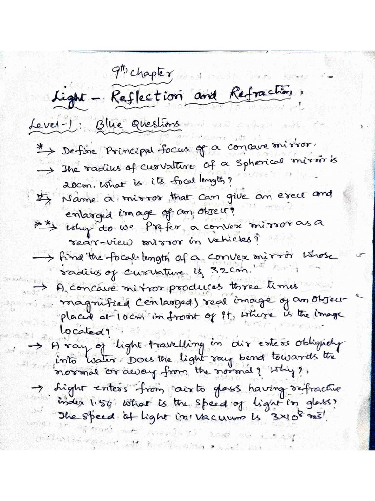 Light.. Reflection & Refraction | PDF