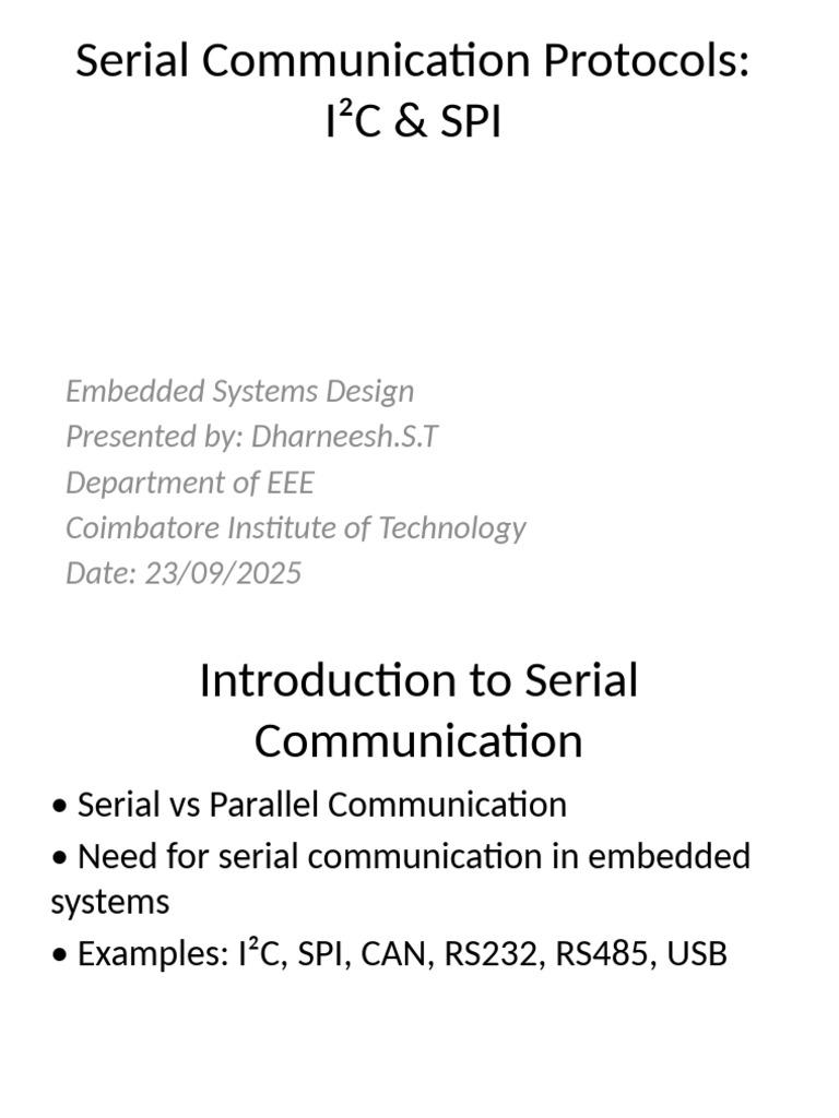 I²C vs SPI: Serial Protocols Explained | PDF | Telecommunications ...
