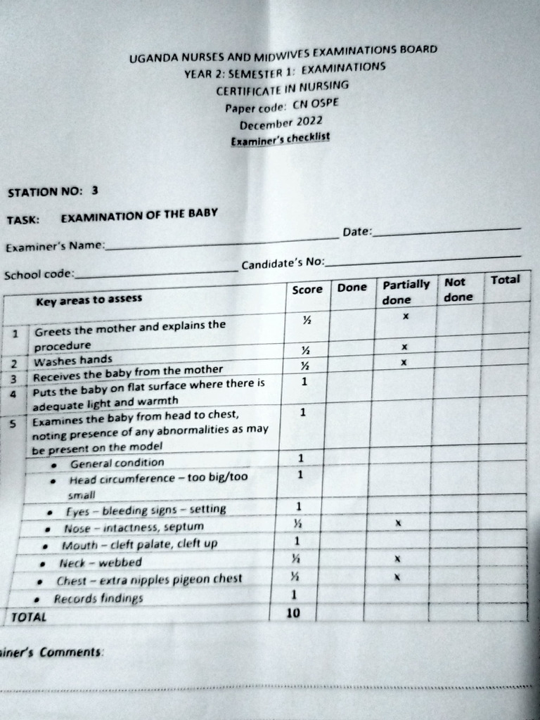 Baby Examination Checklist for Nurses | PDF