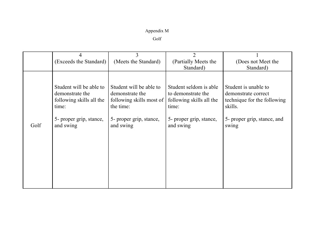Golf Skills Assessment Criteria | PDF