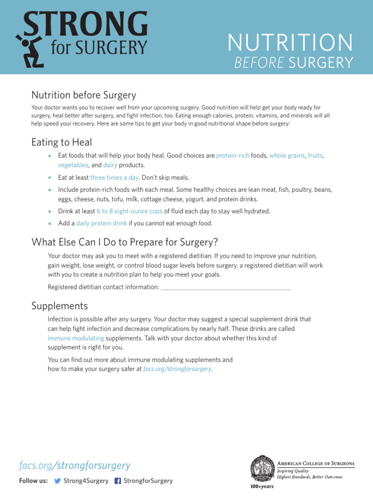 Nutrition Before Surgery | PDF
