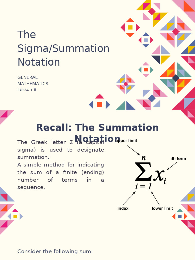 GENMATH Q1 L8 The Sigma Notation | PDF
