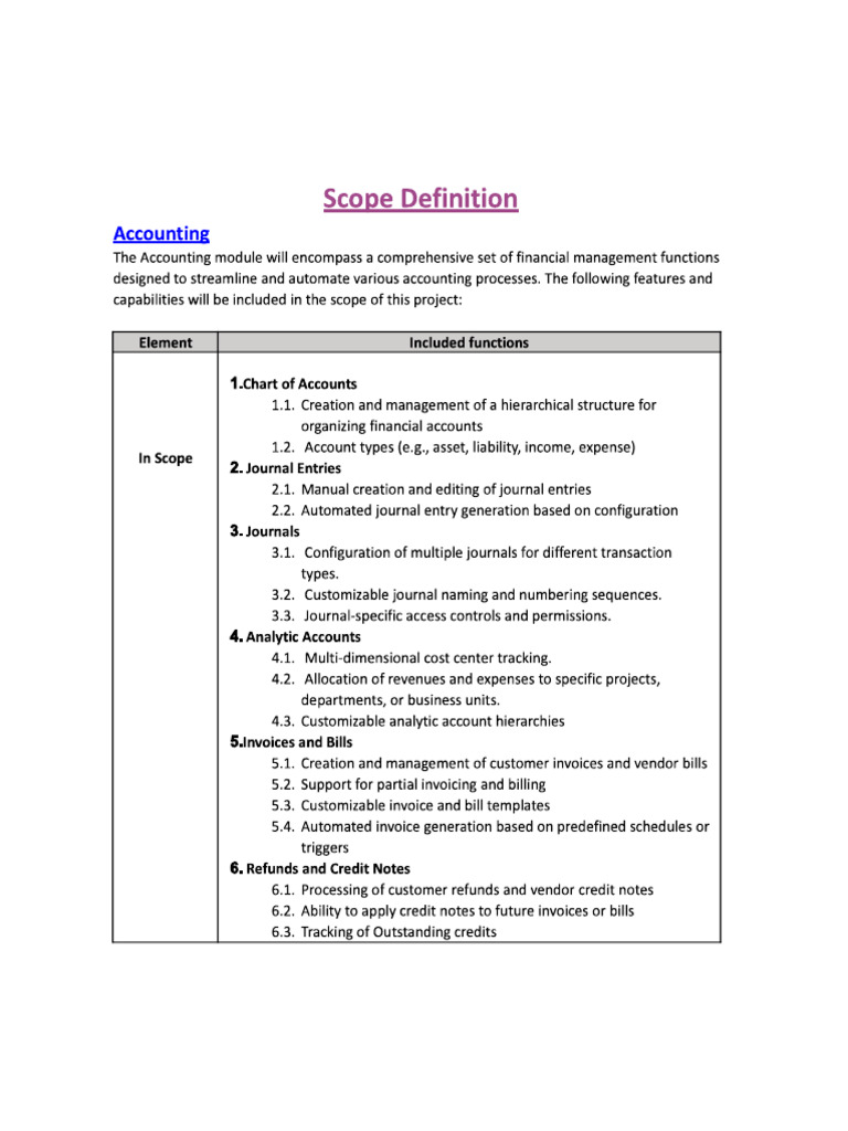 Accounting Scope of Work-1 | PDF