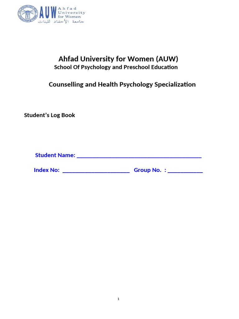 AUW Counseling Practicum Logbook | PDF | Psychotherapy | Psychology