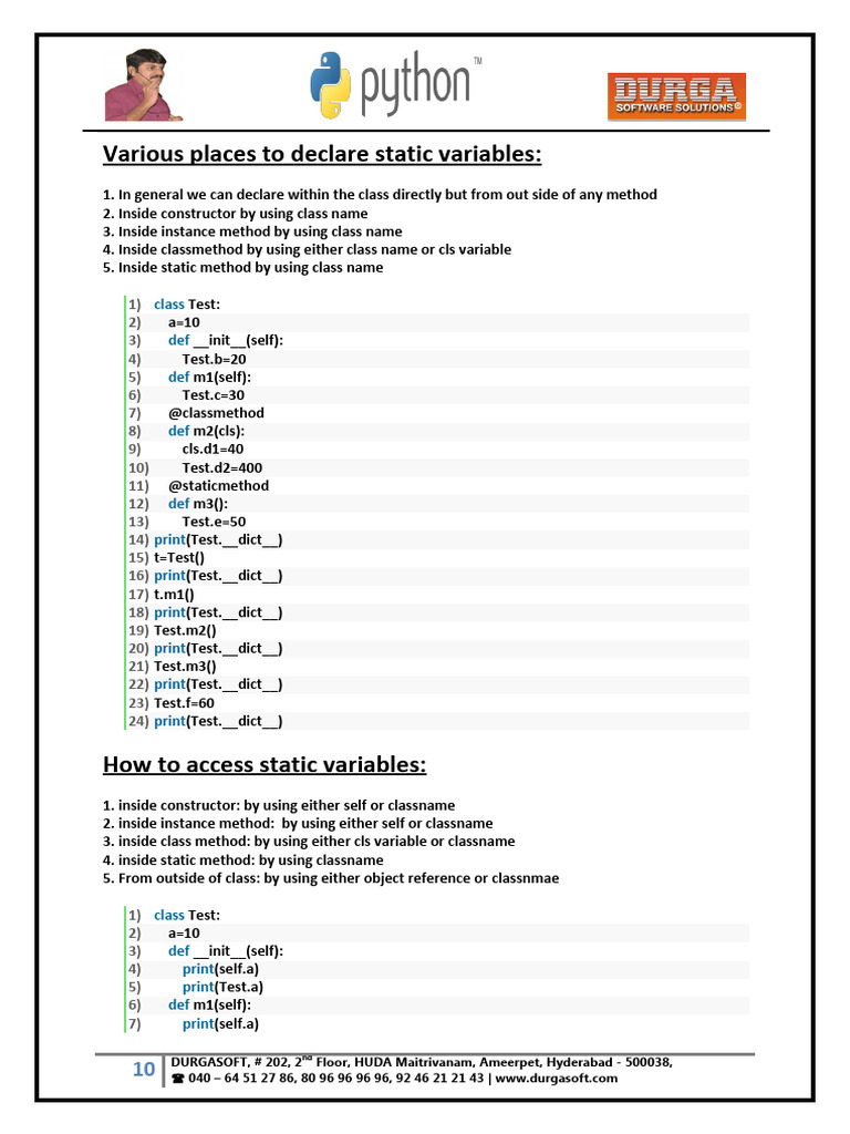 Declaring and Accessing Static Variables | PDF