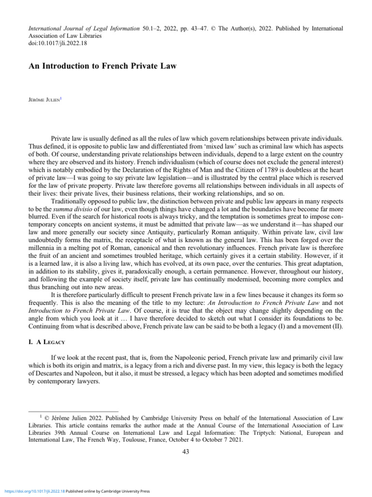 An Introduction To French Private Law | PDF | René Descartes | Civil ...