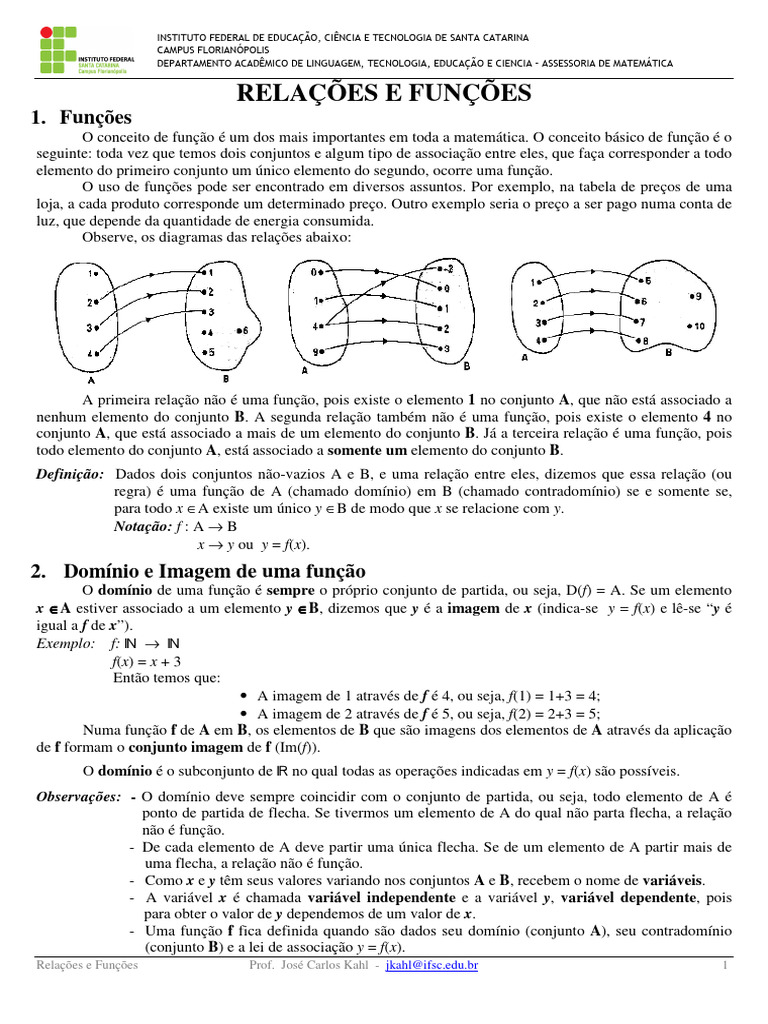 Funções: Definições e Propriedades Matemáticas | PDF | Função ...